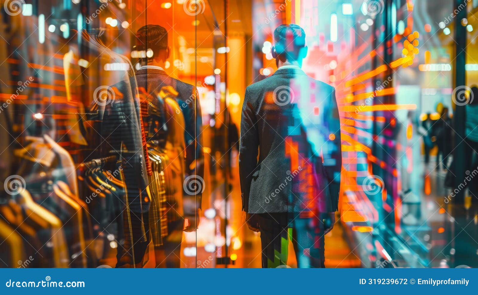 Man Standing in Front of Mannequin Display Stock Photo - Image of ...