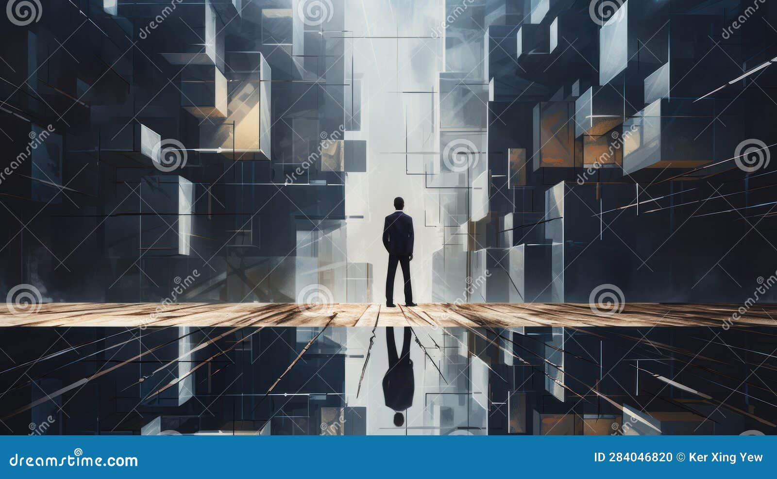 A Man Standing in Front of a Mirror in a Room Stock Illustration ...