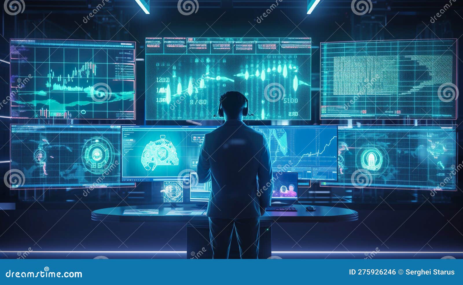 Multiple Monitors And Joystick With Waves, Logo Template. Game ...