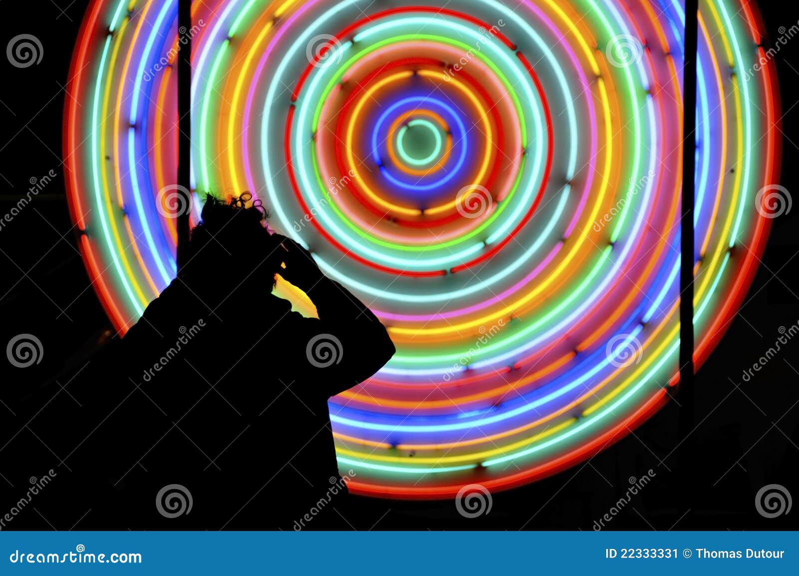 Man Standing in Front of Neon Lights Editorial Photo - Image of night ...