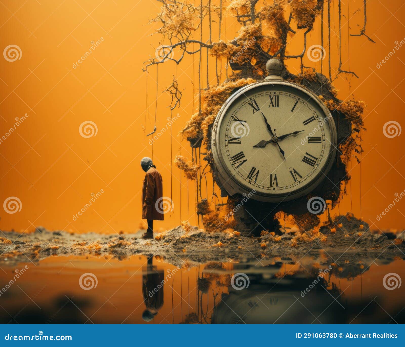 A Man Standing in Front of an Old Clock Stock Illustration ...