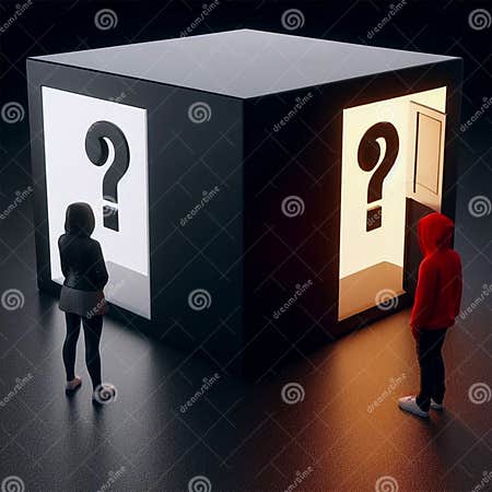Peoples Standing in Front of Opened Door with Question Marks on it ...