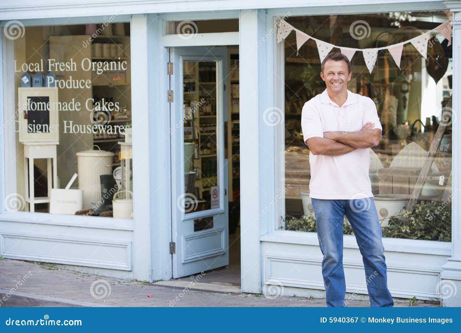 Man Standing in Front of Organic Food Store Stock Image - Image of ...