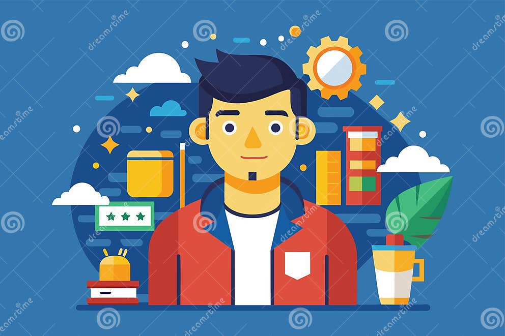 A Man is Standing in Front of a Plain Blue Background, Task ...