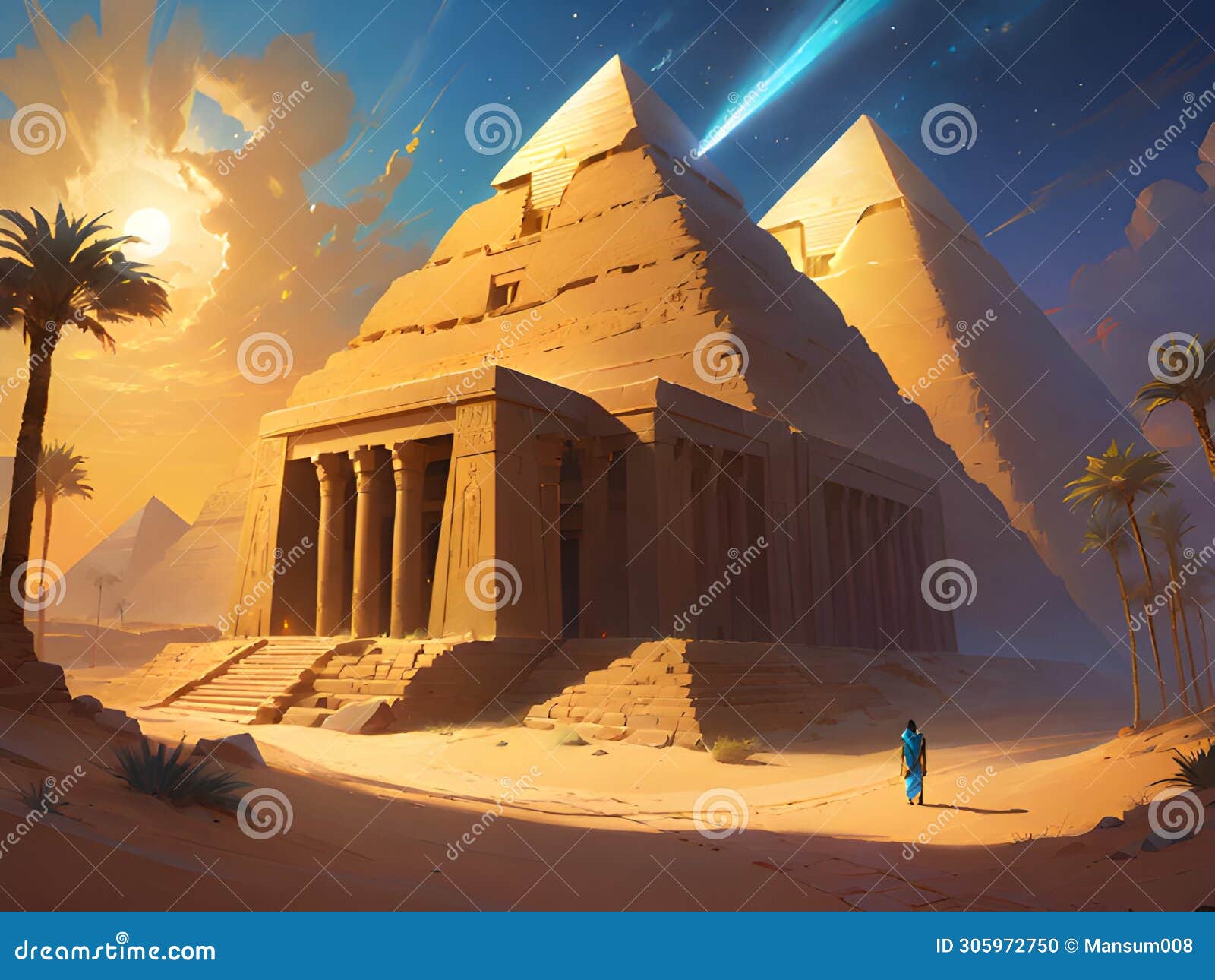 A Man Standing in Front of a Pyramid Stock Illustration - Illustration ...