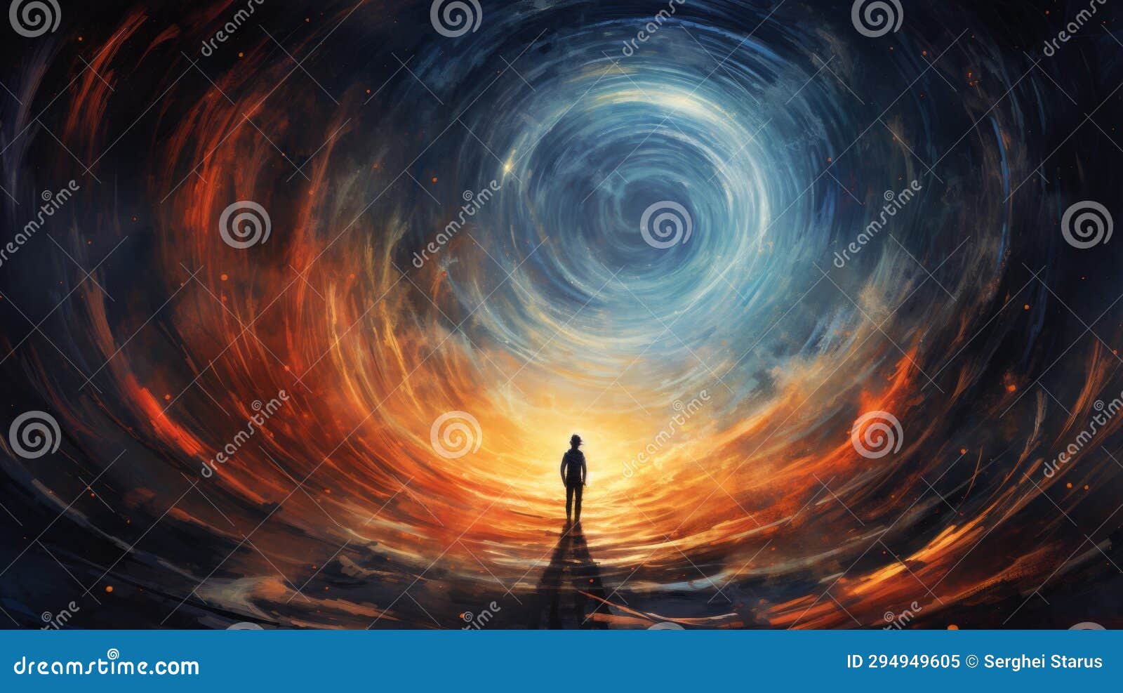 A Man Standing in Front of a Spiral Vortex, AI Stock Image - Image of ...