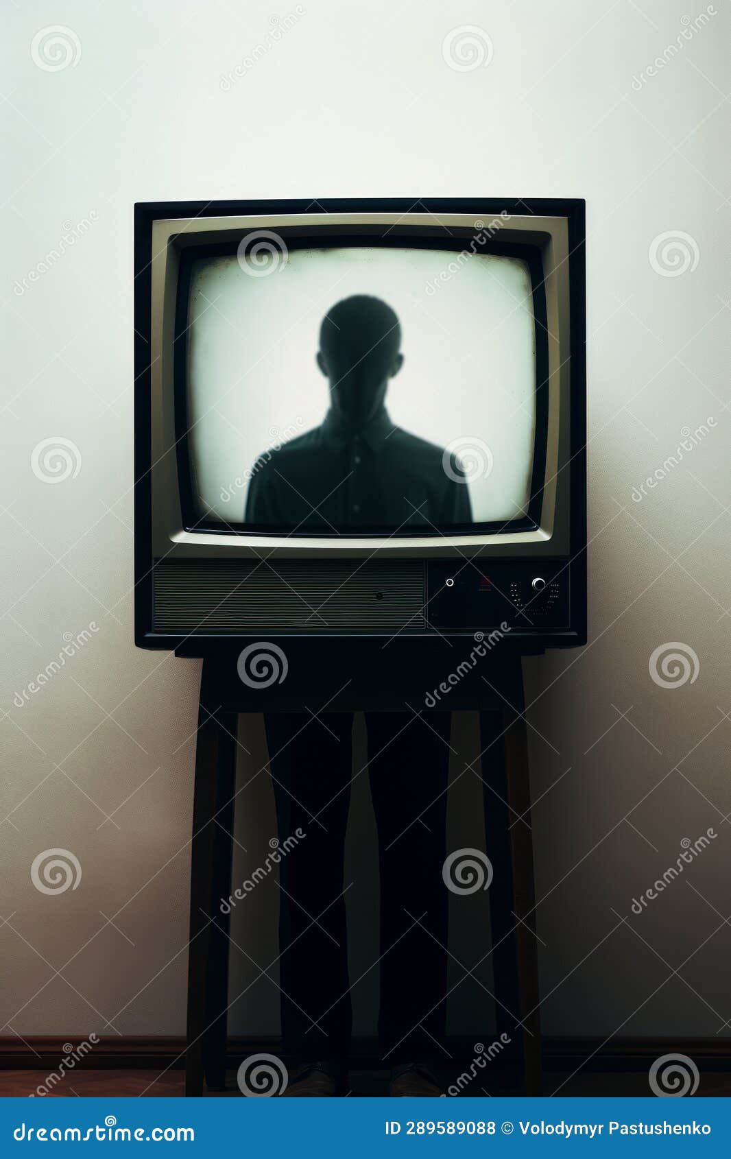 Man Standing in Front of Tv with Shadow on it. Generative AI Stock ...