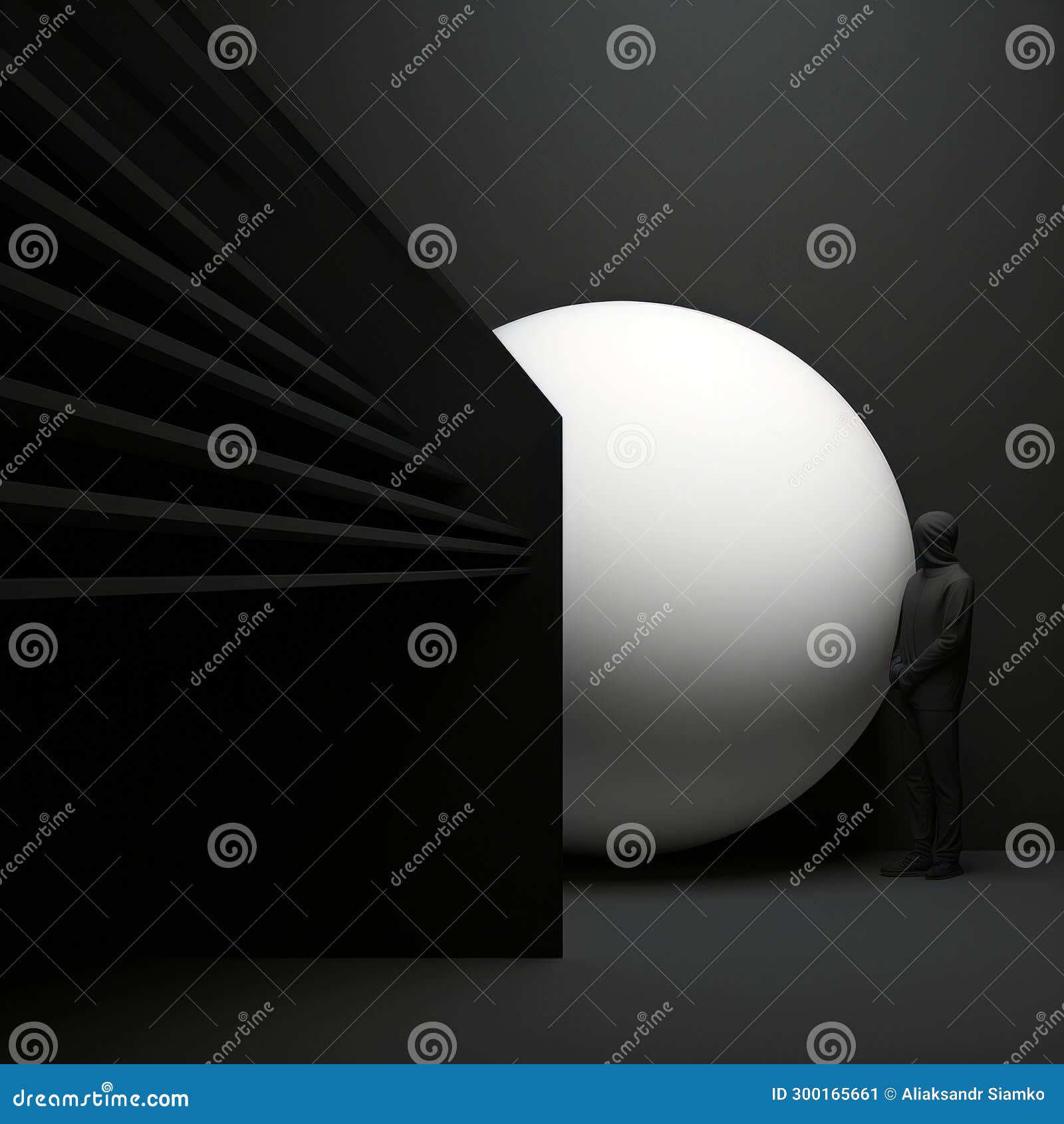 A Man Standing in Front of a White Sphere Stock Image - Image of ...