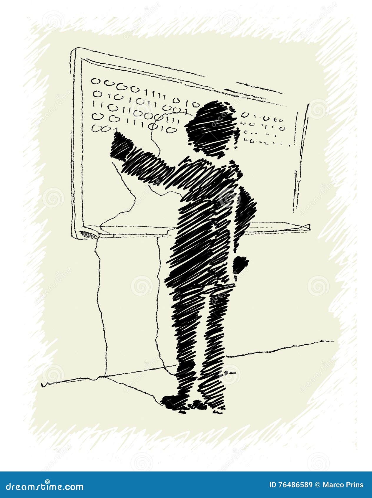 Man Standing in Front of Whiteboard Writing Stock Illustration ...