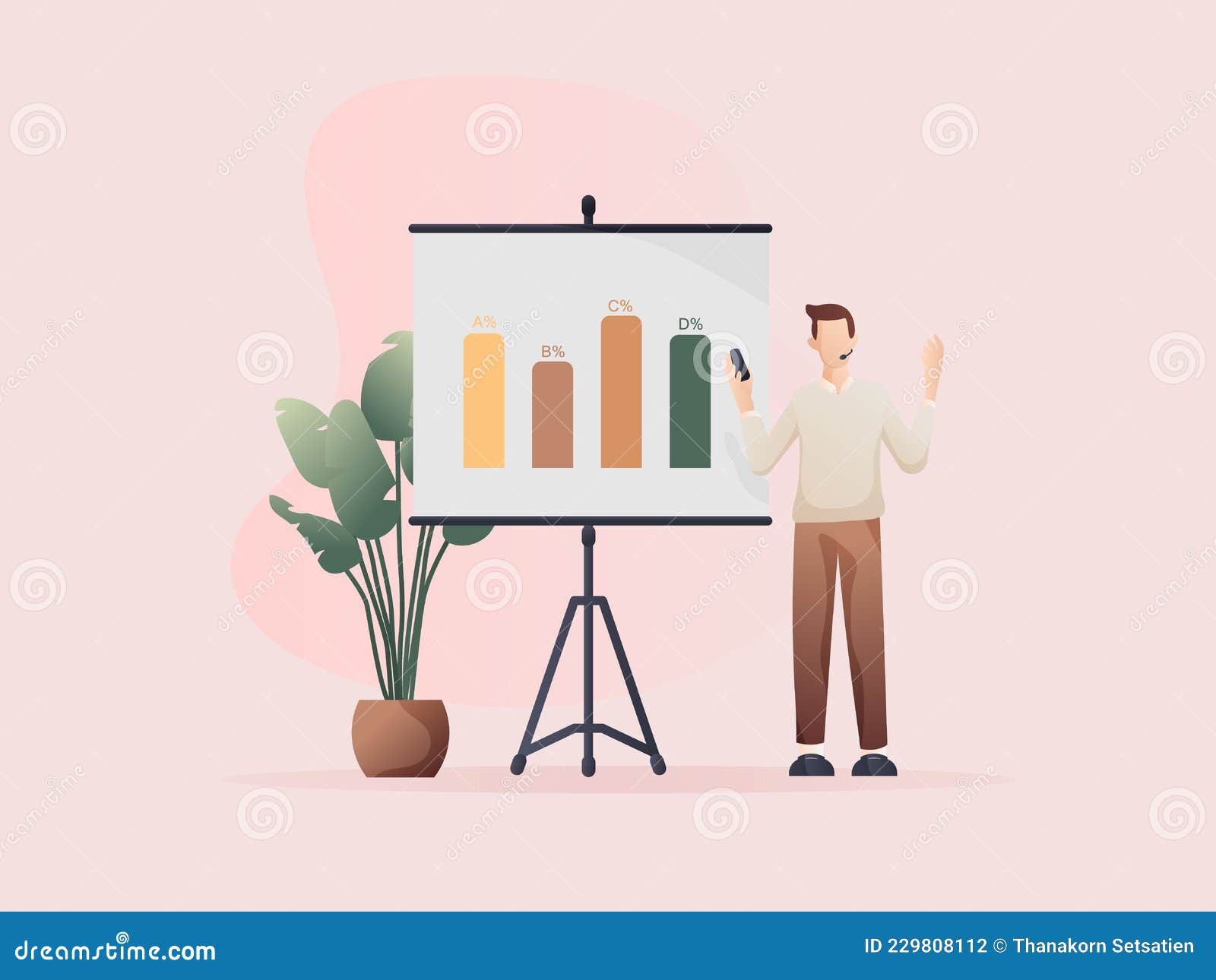 Man Standing while Giving a Presentation. Stock Vector - Illustration ...