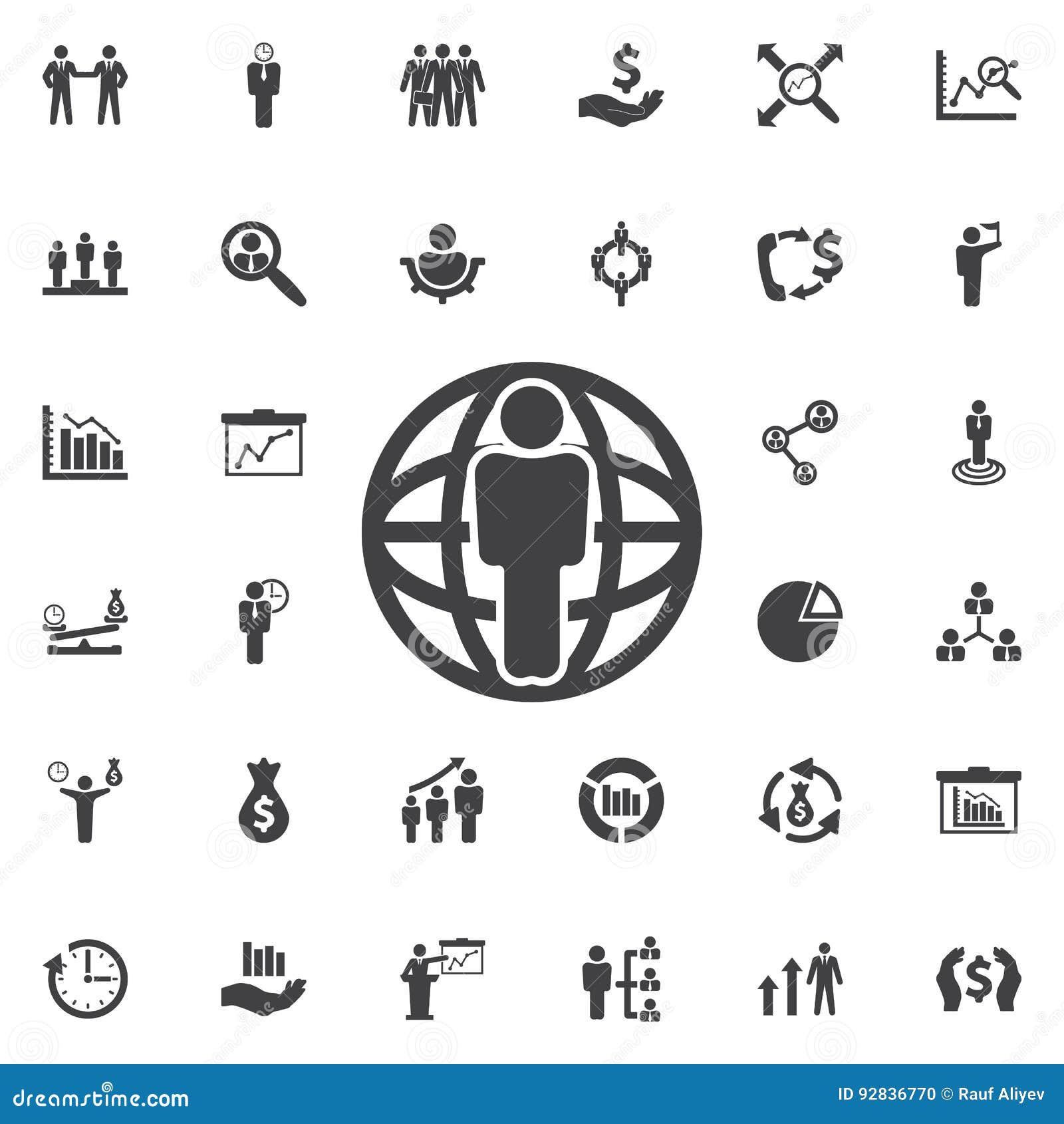 Man Standing on the Globe Icon. Stock Vector - Illustration of emcee ...