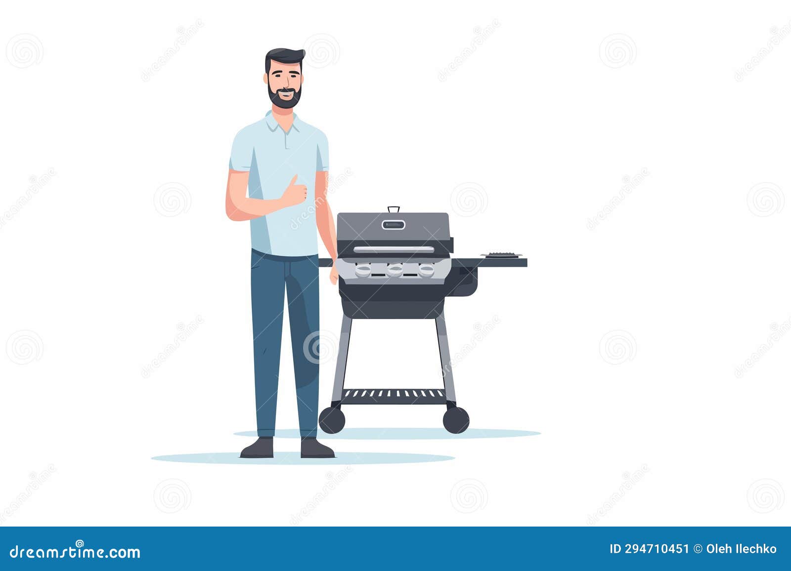 Man Standing by Grill Vector Flat Minimalistic Isolated Vector Style ...