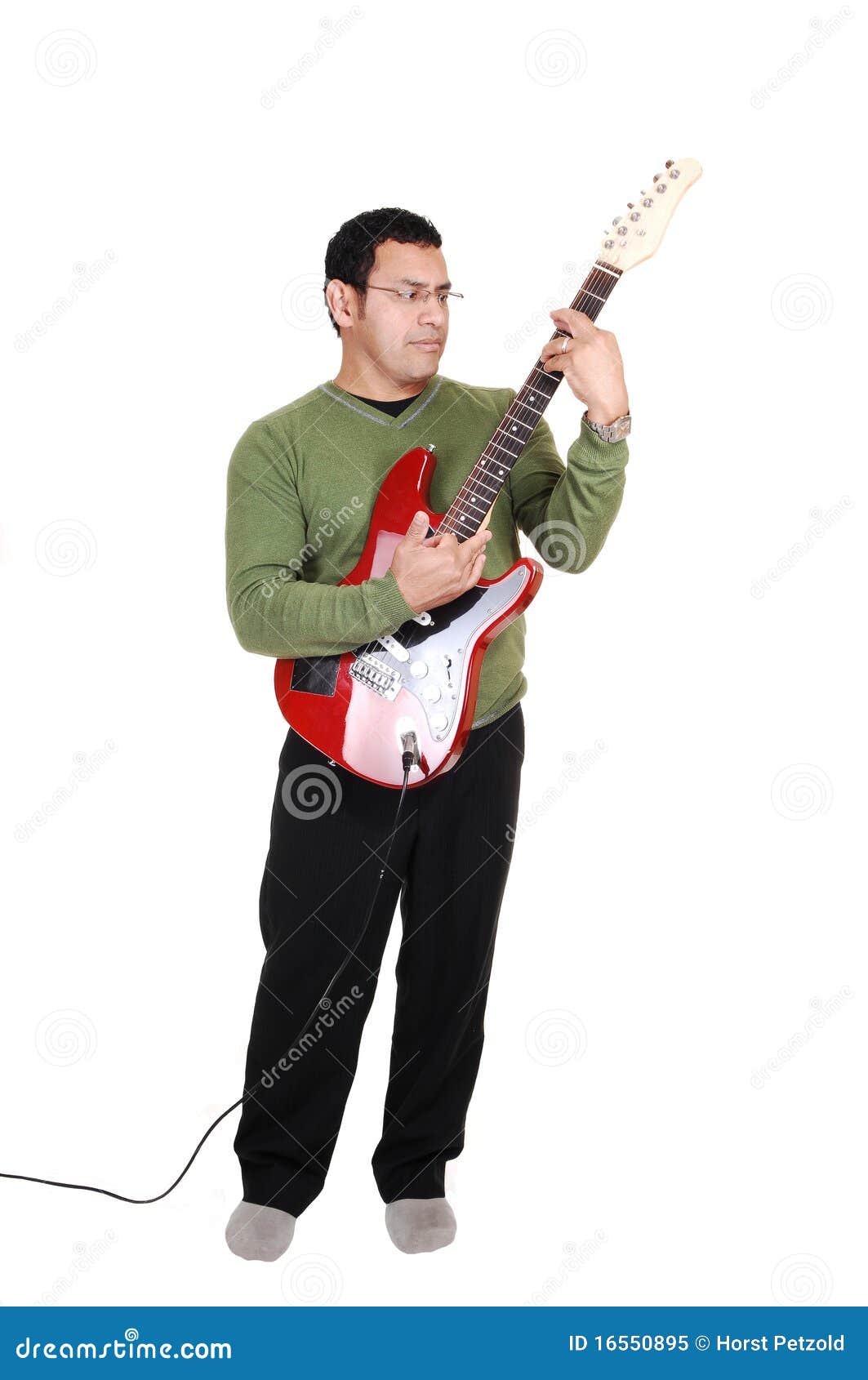 Man standing with guitar. stock image. Image of instrument - 16550895