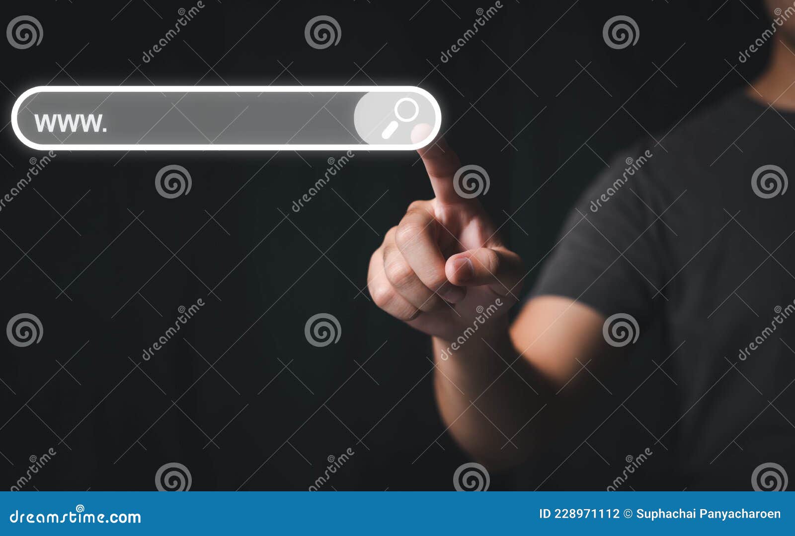 Man Standing with Hands Pointing To Information Search is a Data ...