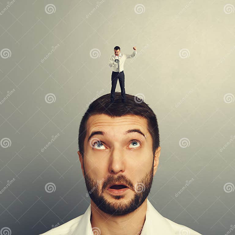 Man Standing on the Head and Screaming Stock Image - Image of brain ...