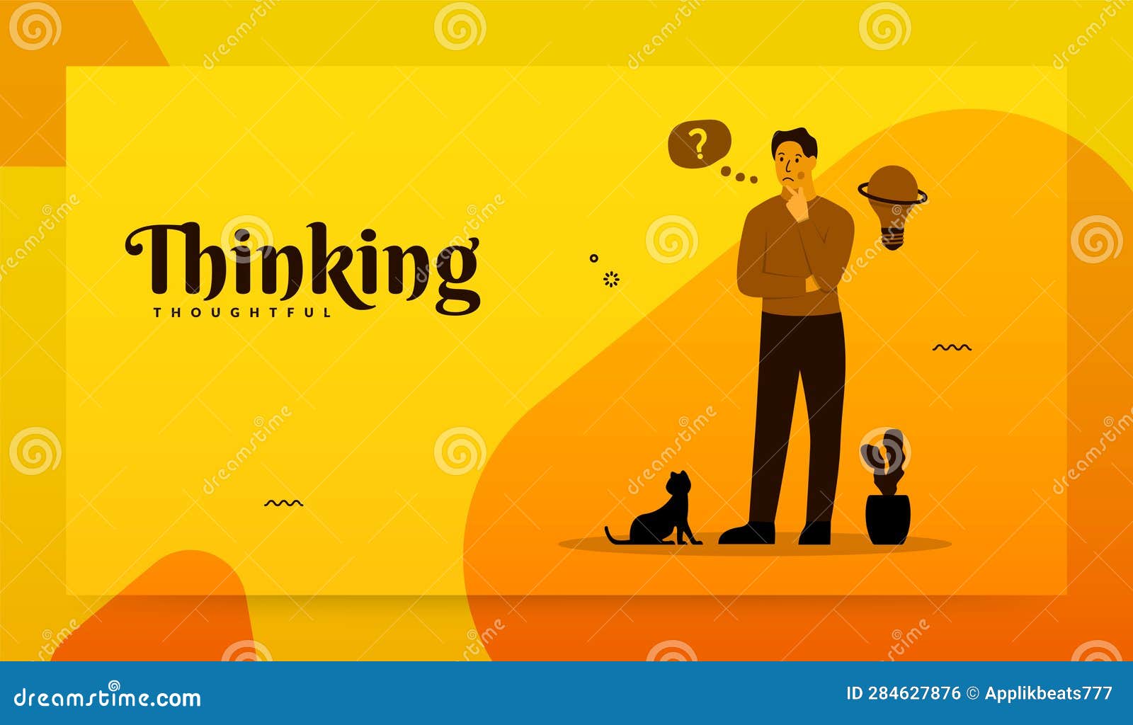 Man Standing with His Cat and Thinking of the Target Business Success ...