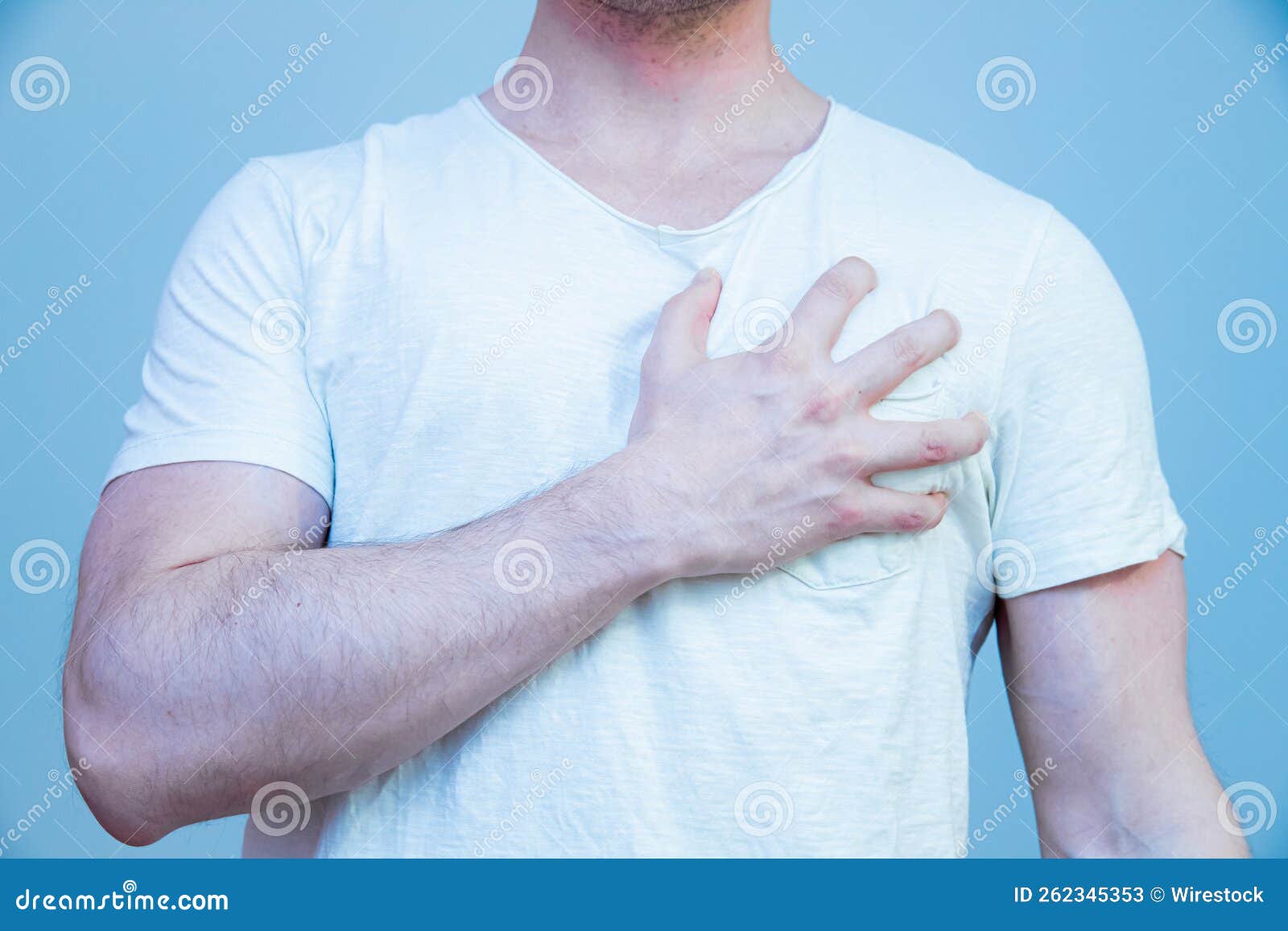 Man Standing with His Hand on His Heart Stock Image - Image of health ...