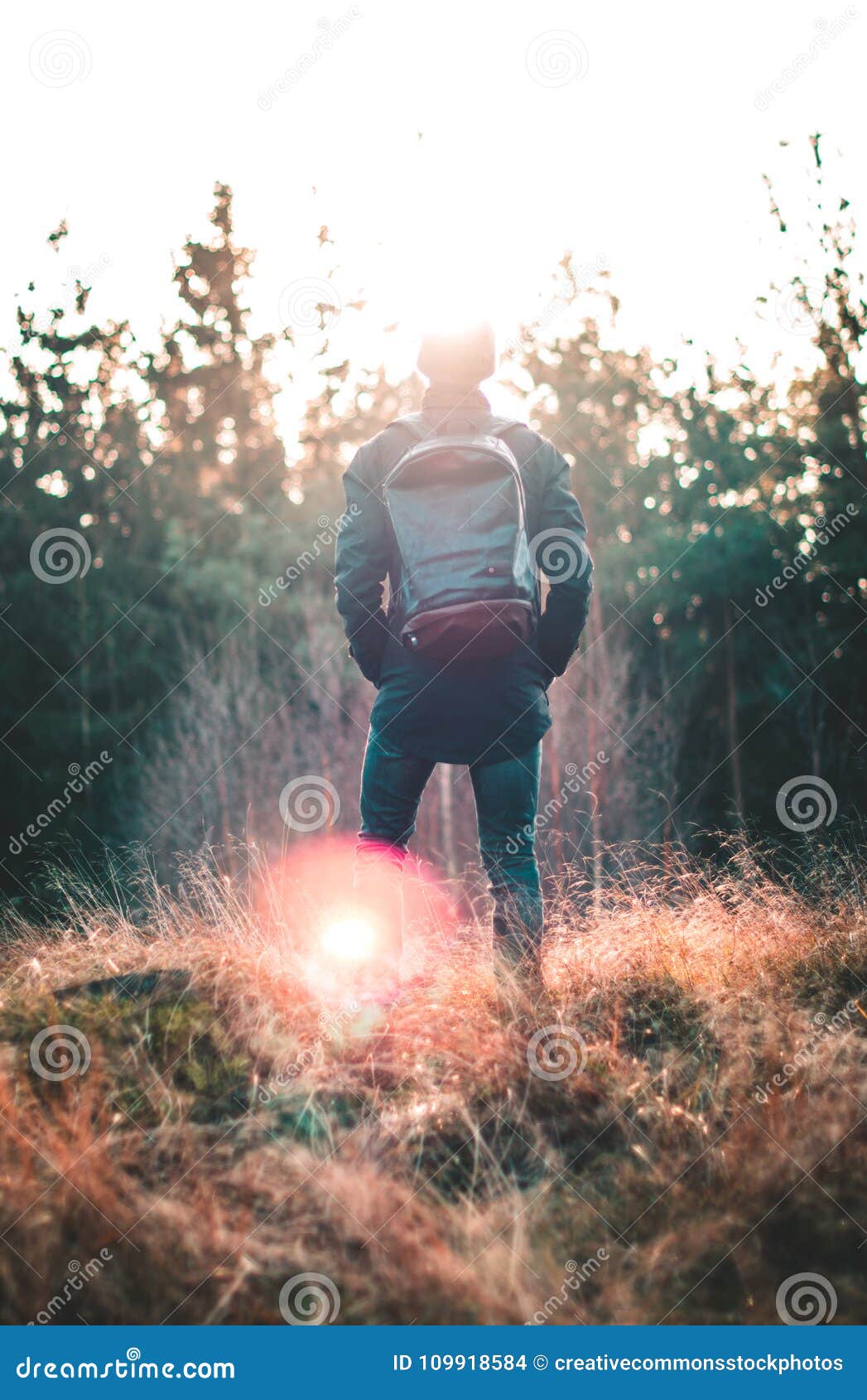Man Standing Infront Of Forest Picture. Image: 109918584