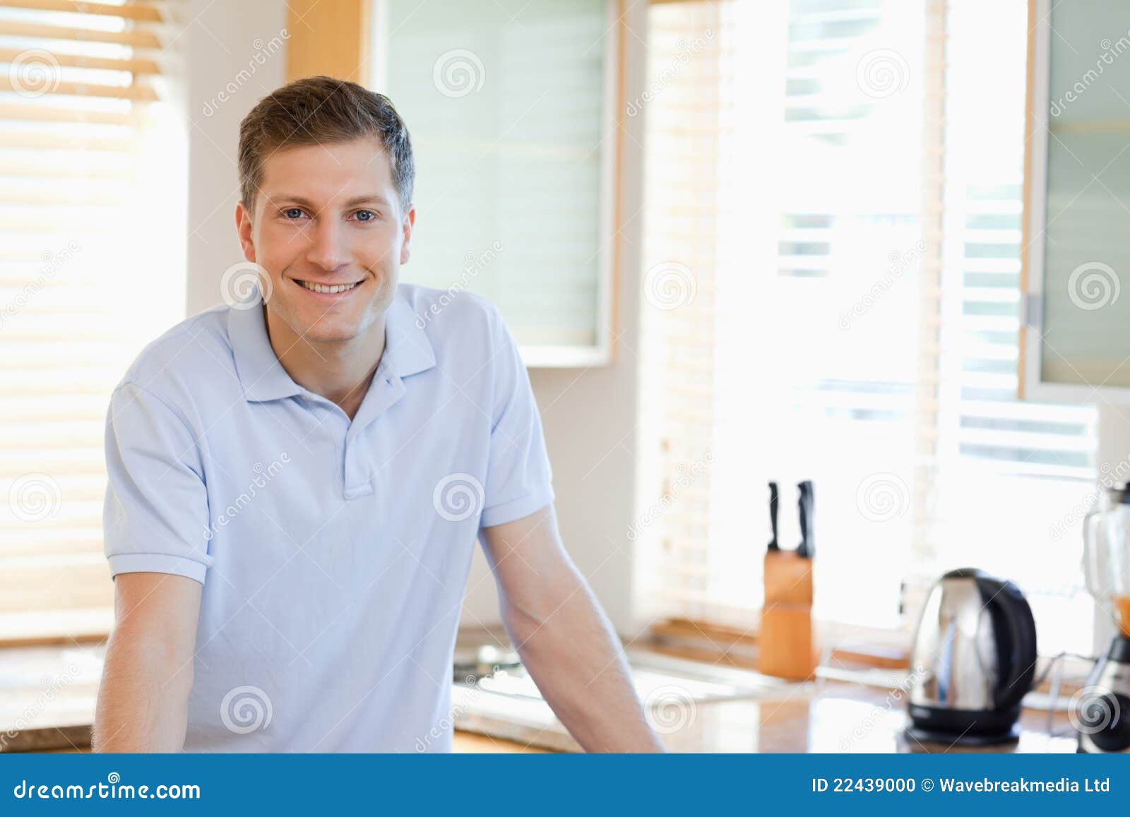 Man Standing in the Kitchen Stock Photo - Image of domestic, relaxing ...