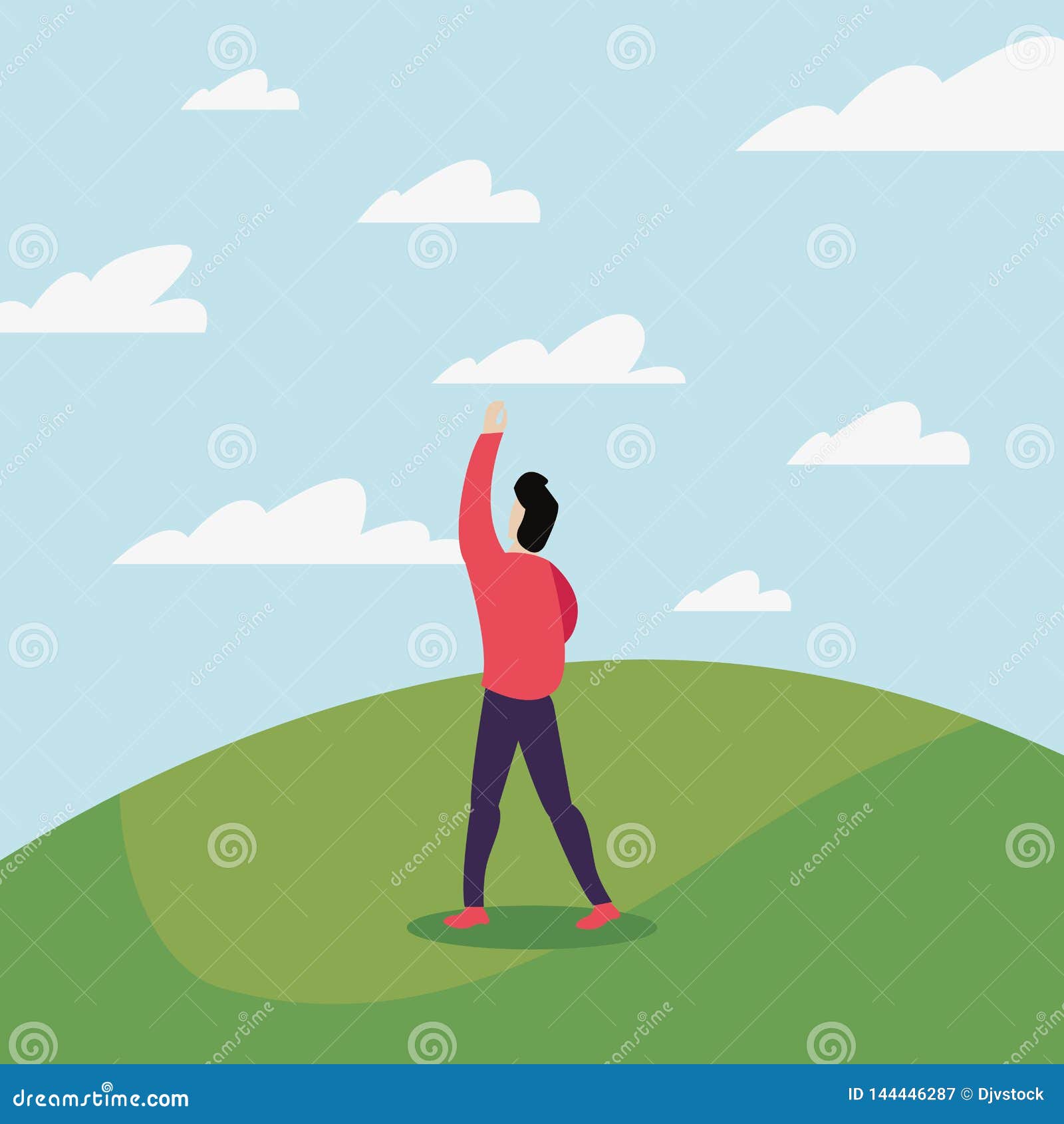 Man Standing in the Landscape Stock Illustration - Illustration of deep ...