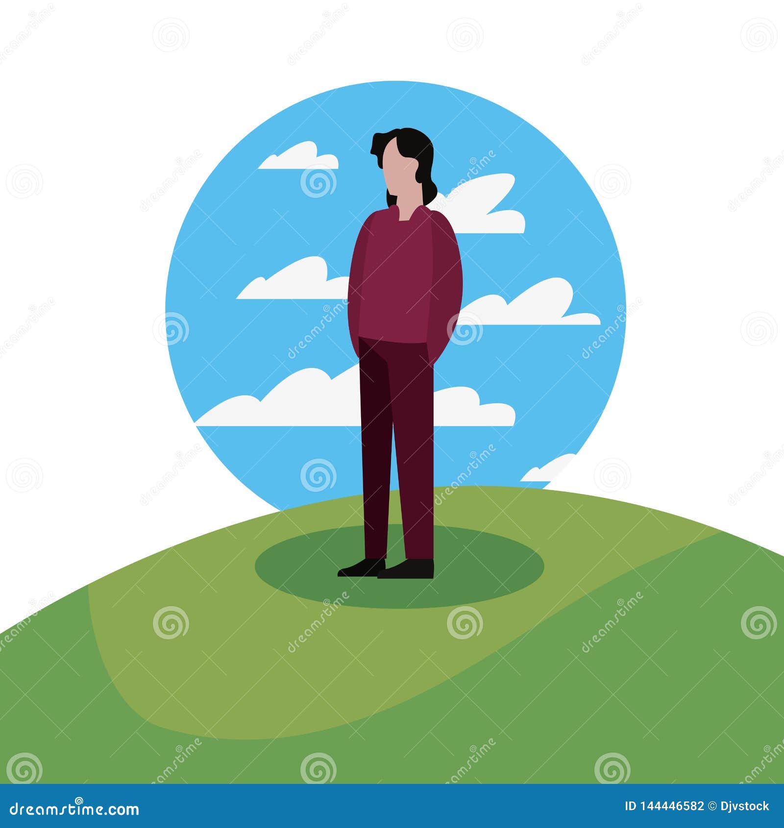 Man Standing in the Landscape Stock Illustration - Illustration of ...