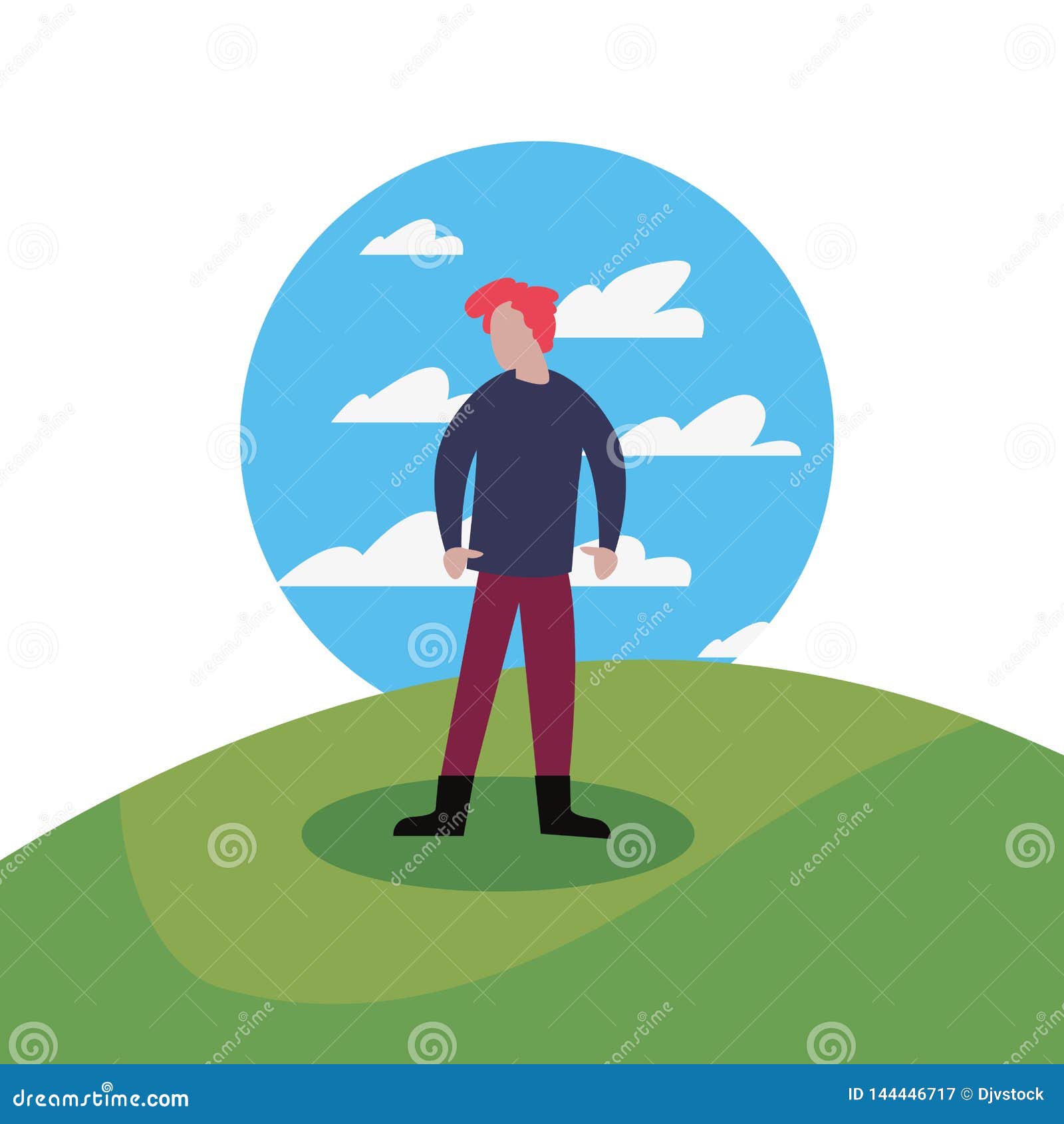 Man Standing in the Landscape Stock Illustration - Illustration of male ...