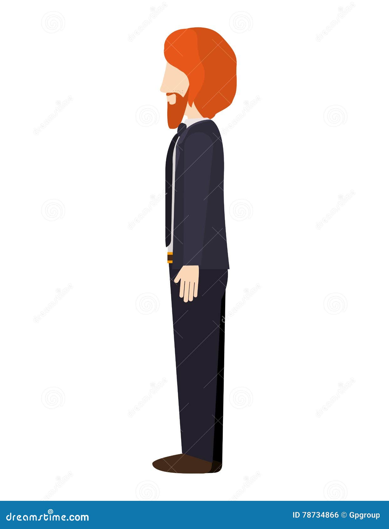 Man Standing with Left Profile Ginger Hair Stock Vector - Illustration ...