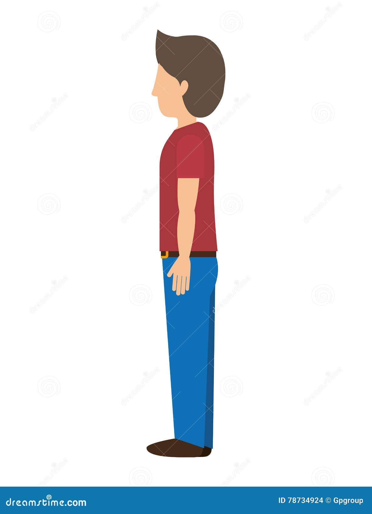 Man Standing with Left Profile T-shirt Stock Vector - Illustration of ...