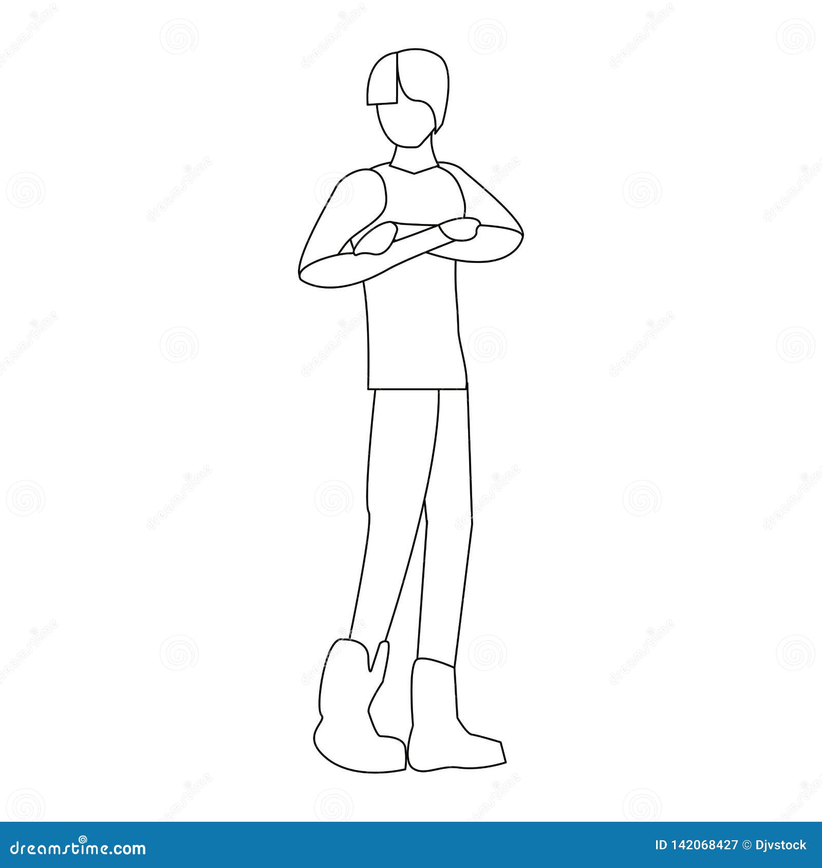 Man standing linear stock vector. Illustration of simple - 142068427