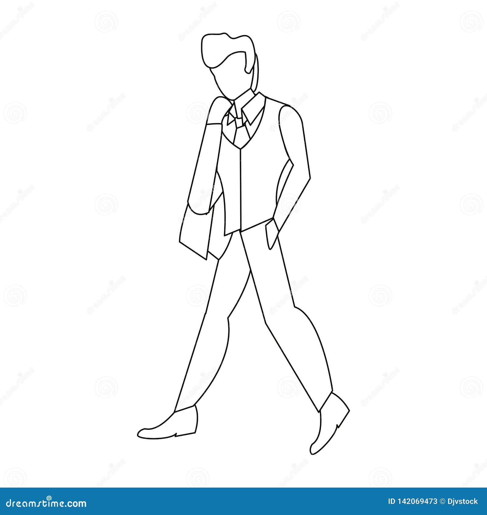 Man standing linear stock vector. Illustration of simple - 142069473
