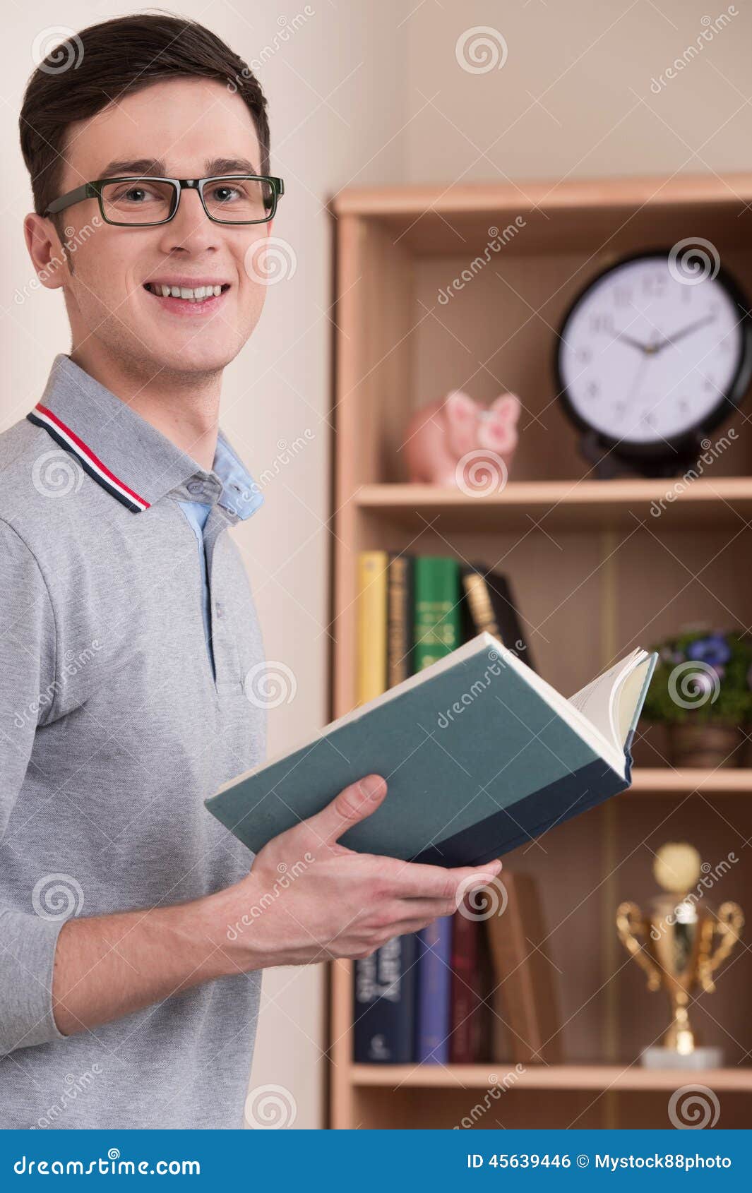 Man Standing and Looking into Camera at Study at Home. Stock Photo ...