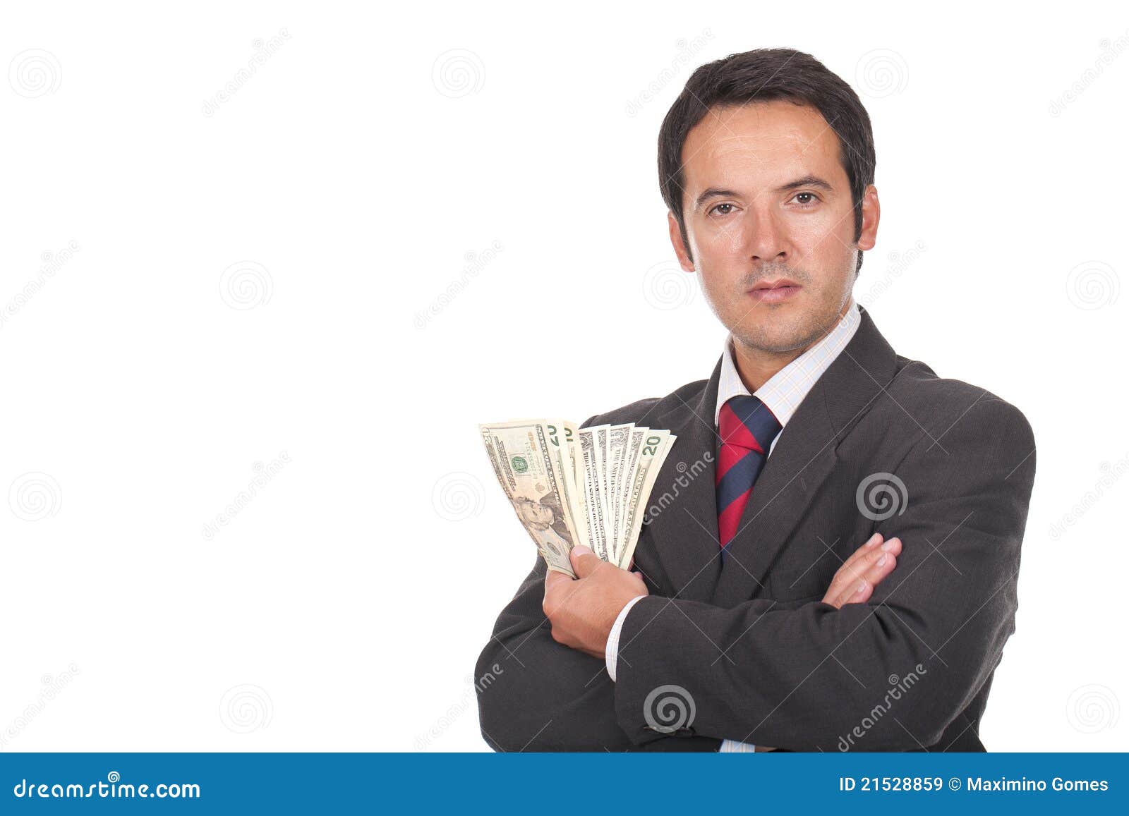Man Standing with a Lot of Dollar Bills Stock Image - Image of manager ...