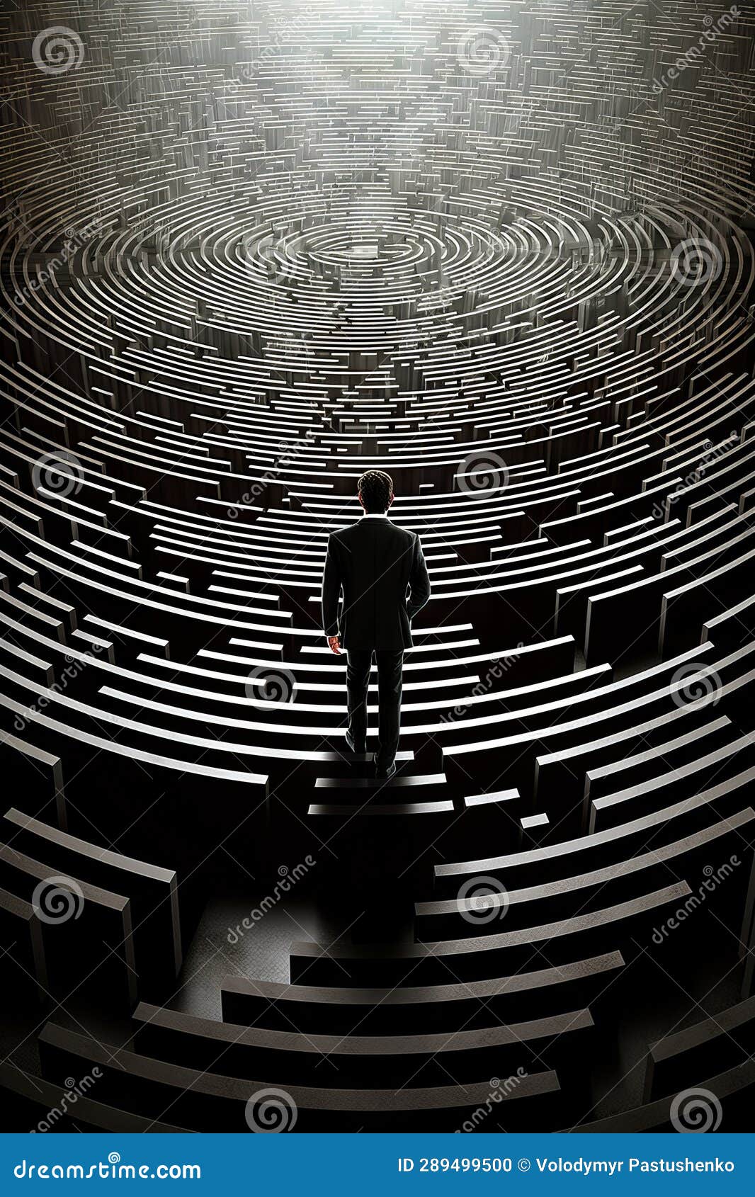 Man Standing in Maze of Chairs Looking at Something. Generative AI ...