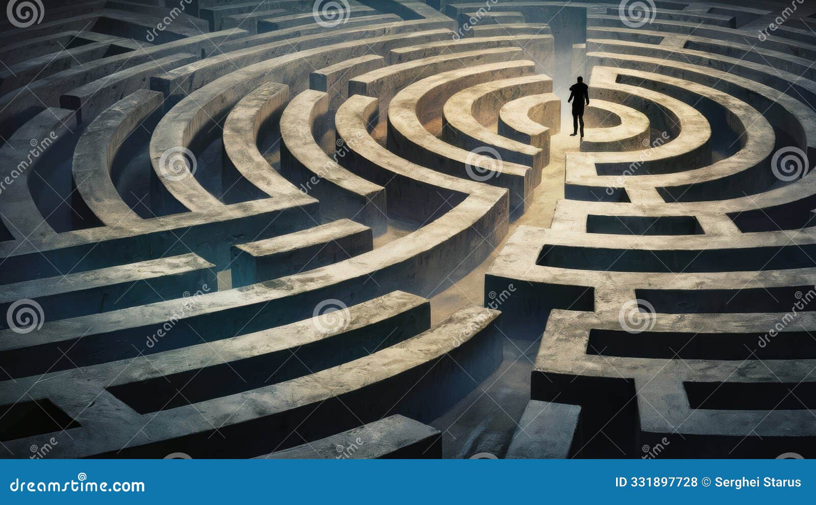 A Man Standing in a Maze with Many Different Paths, AI Stock Photo ...
