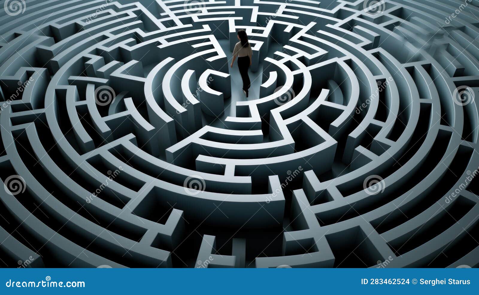 A Man Standing in a Maze in the Middle of a Maze. Generative AI Image ...