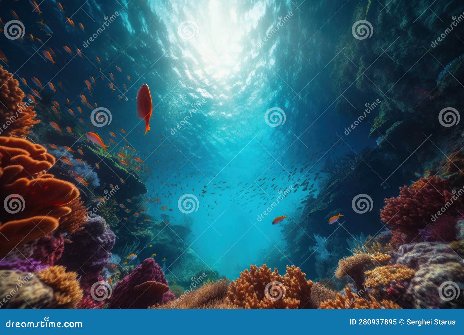 A Man Standing in the Middle of a Coral Reef. Generative AI Image ...