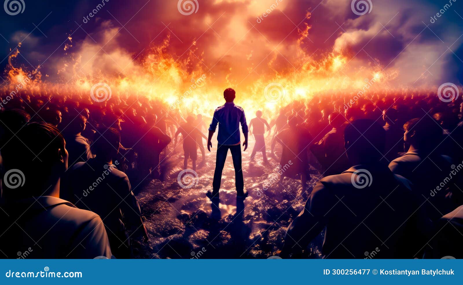 Man Standing in the Middle of Group of People in Front of Fire ...