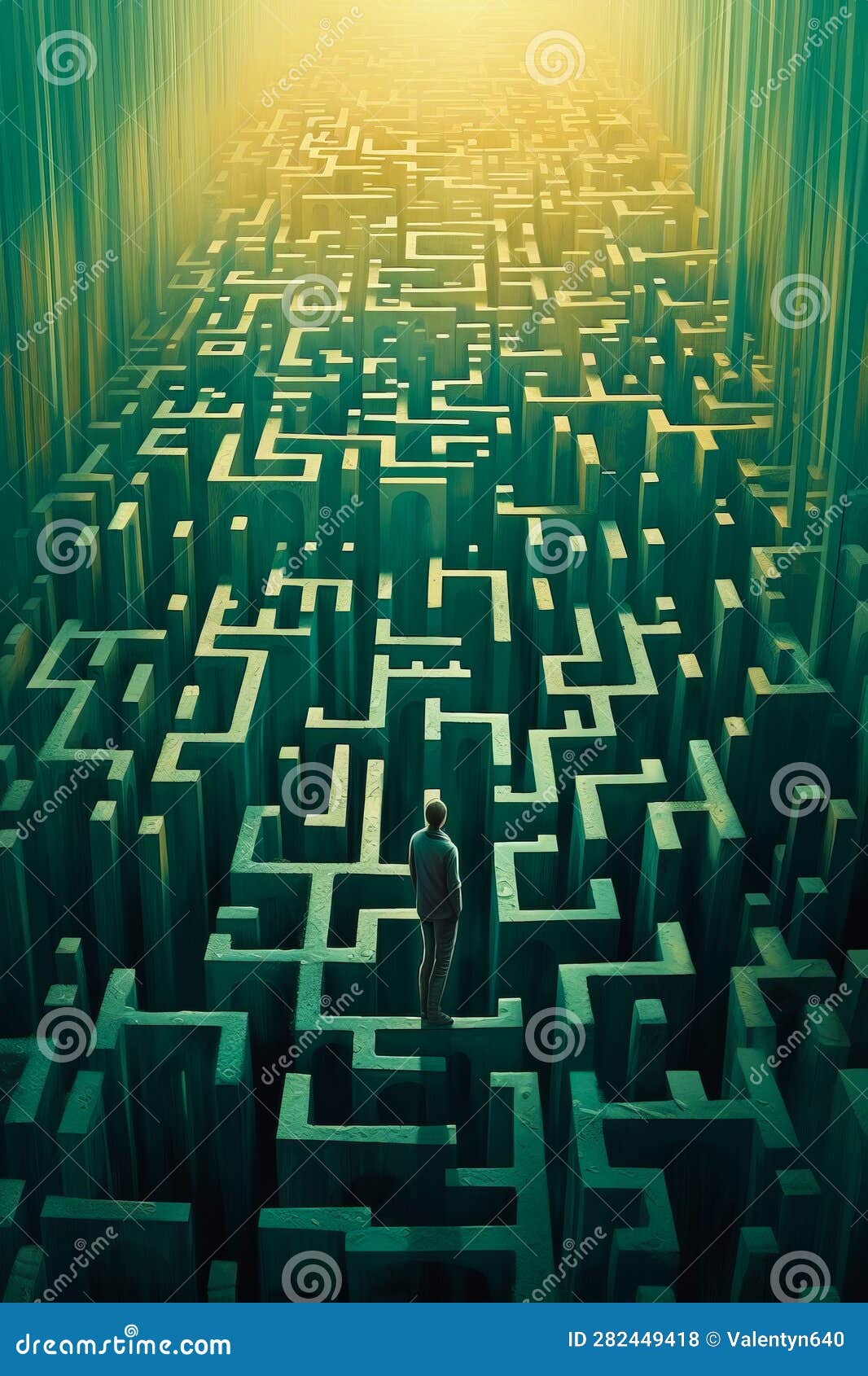 Man Standing in the Middle of Maze in the Middle of Room. Generative AI ...