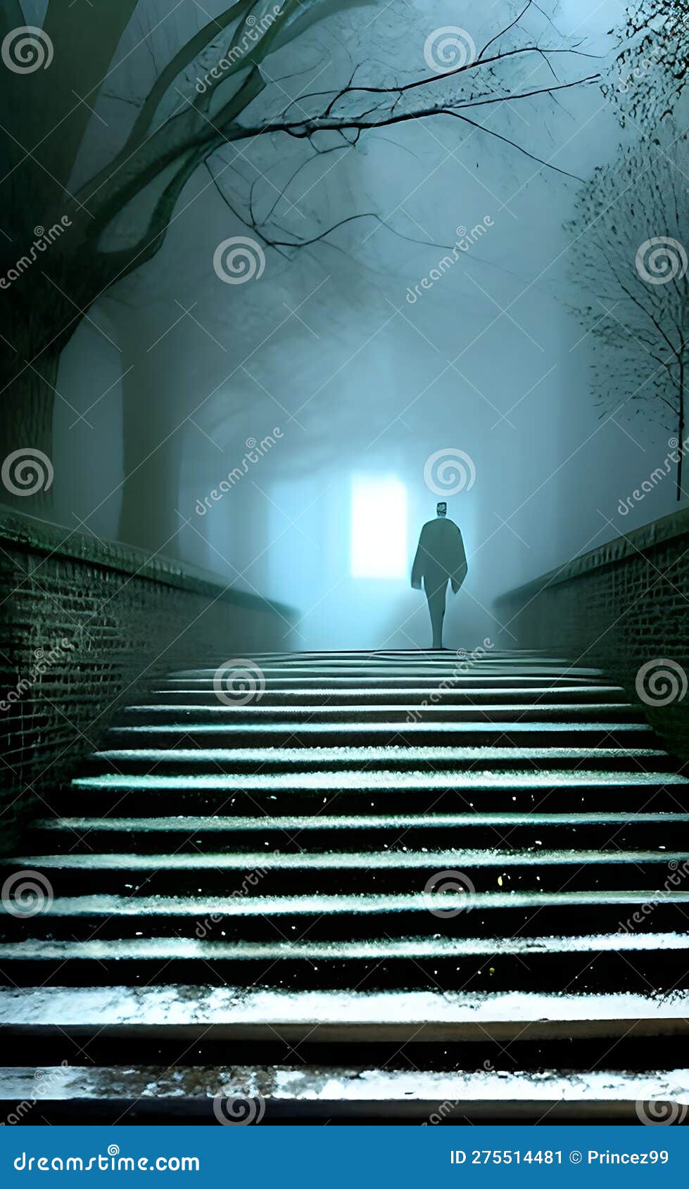 A Man Standing in the Mist of Desolated Town Stock Image - Image of ...