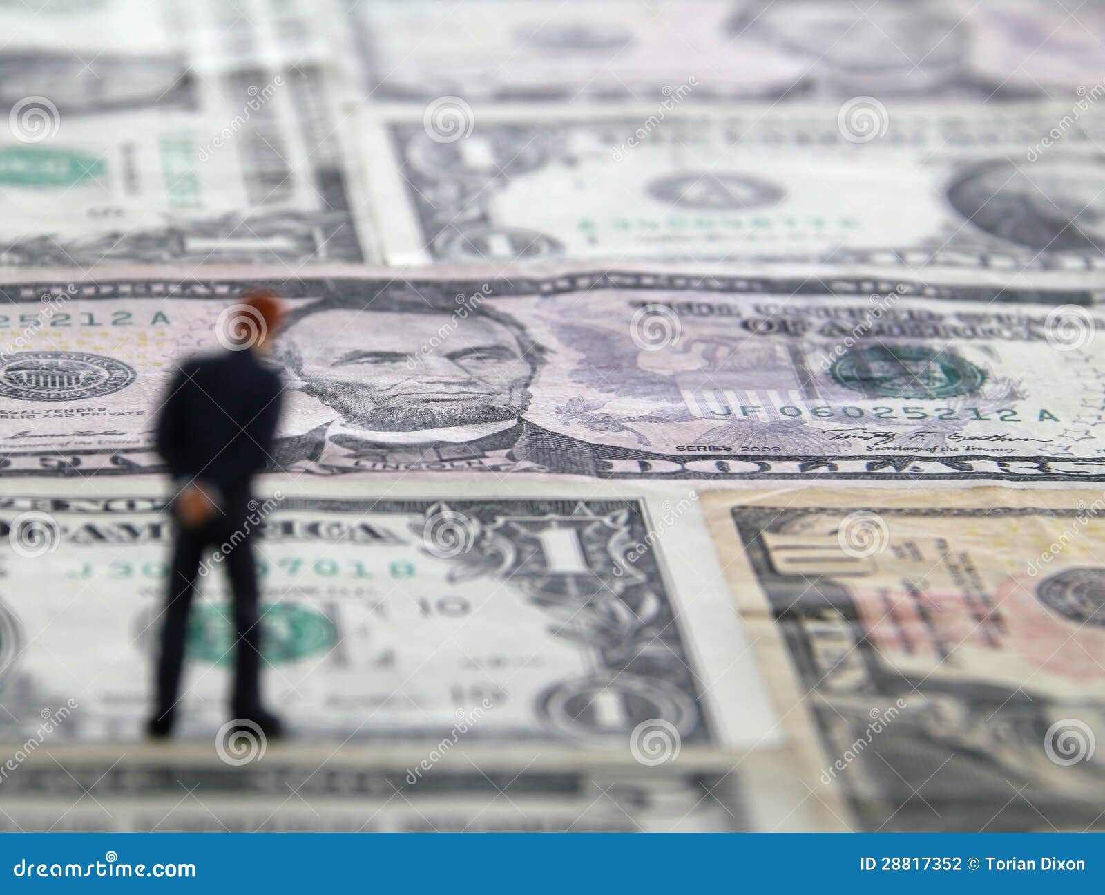 Man Standing on a Money Floor Stock Photo - Image of lincoln ...