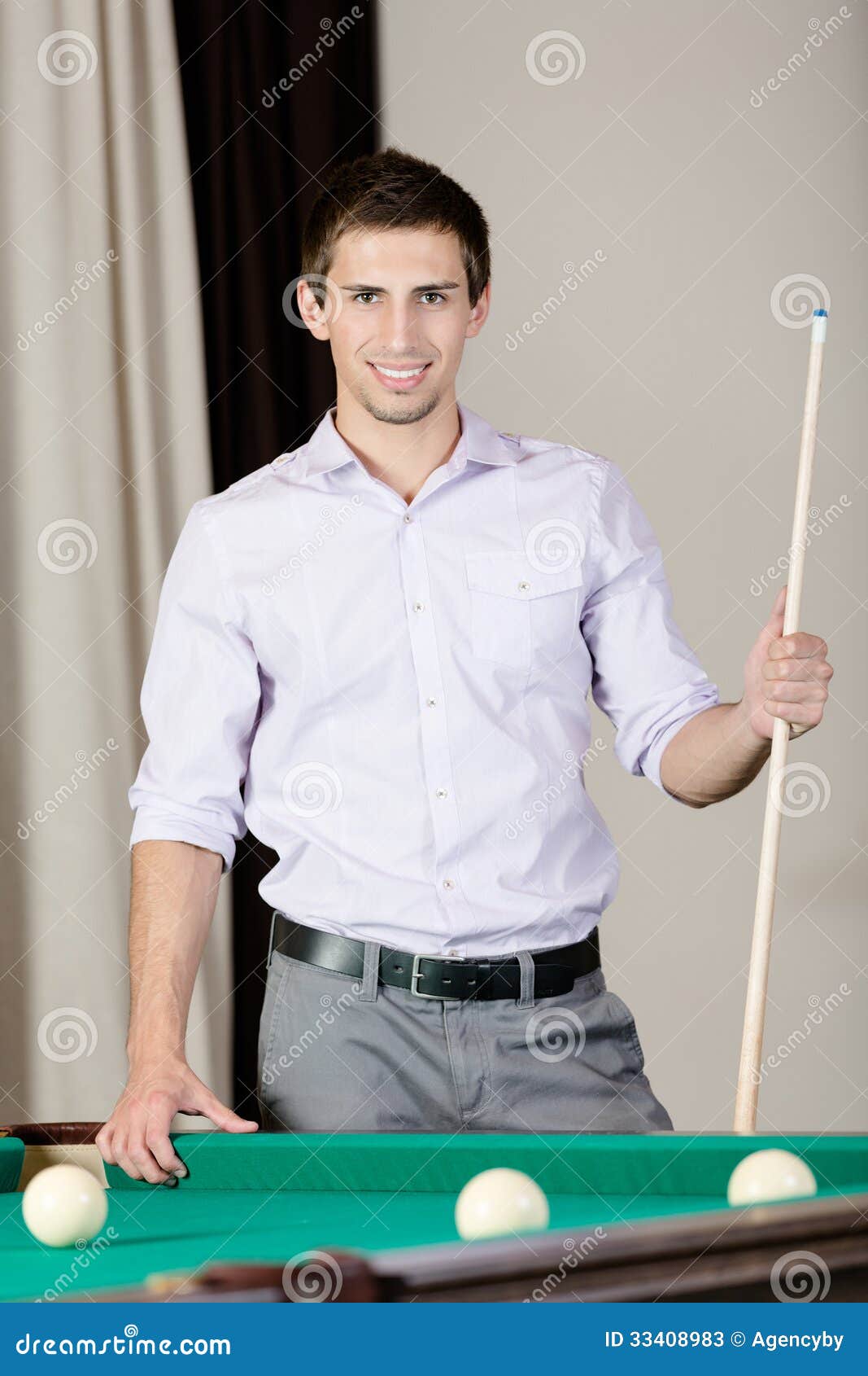 Man Standing Near Billiard Table Stock Image - Image of gambling, adult ...