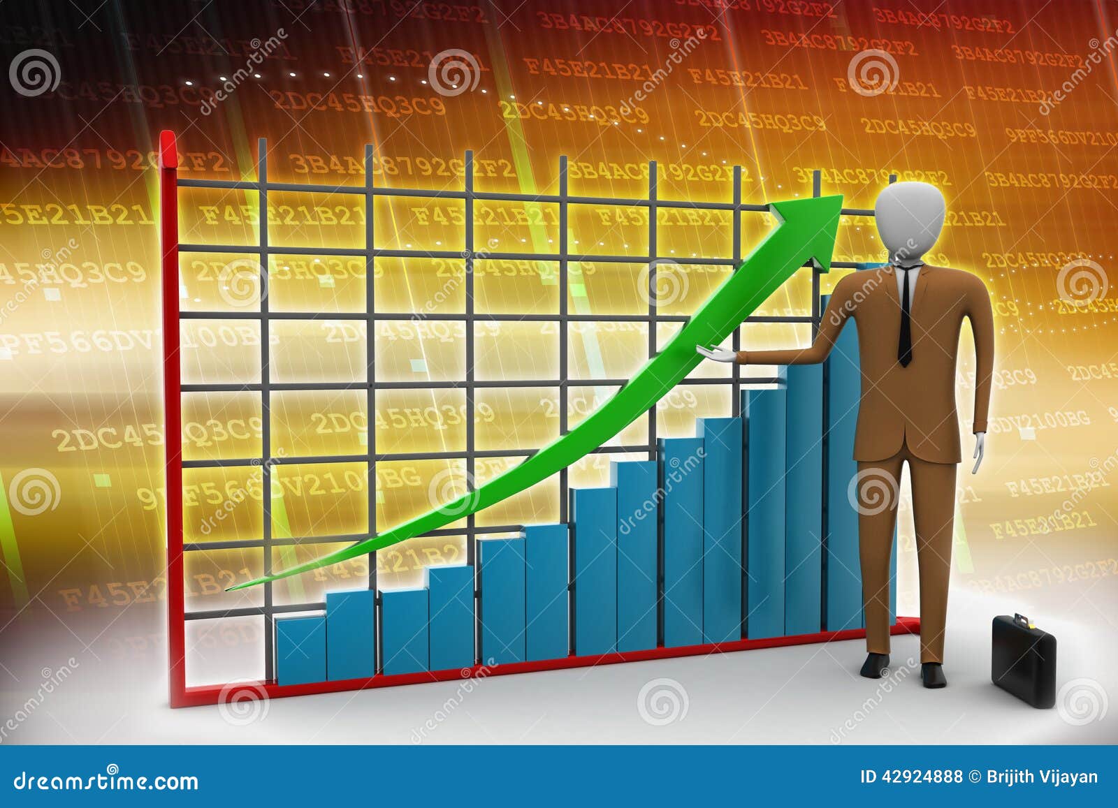 Man Standing Near a Financial Graph Stock Illustration - Illustration ...