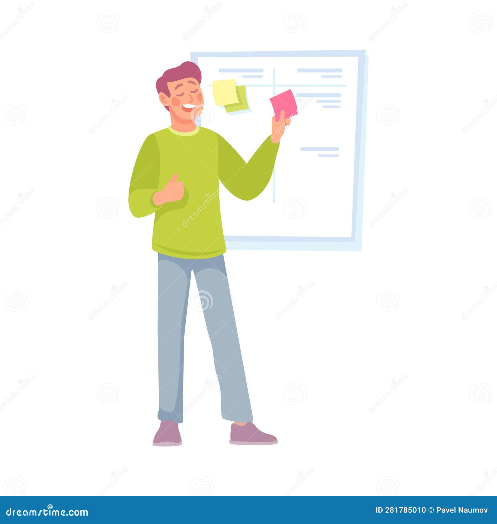Man Standing Near Task Board Having Bright Idea and Finding Smart ... Man Standing Near Task Board Having Bright Idea and Finding Smart ...