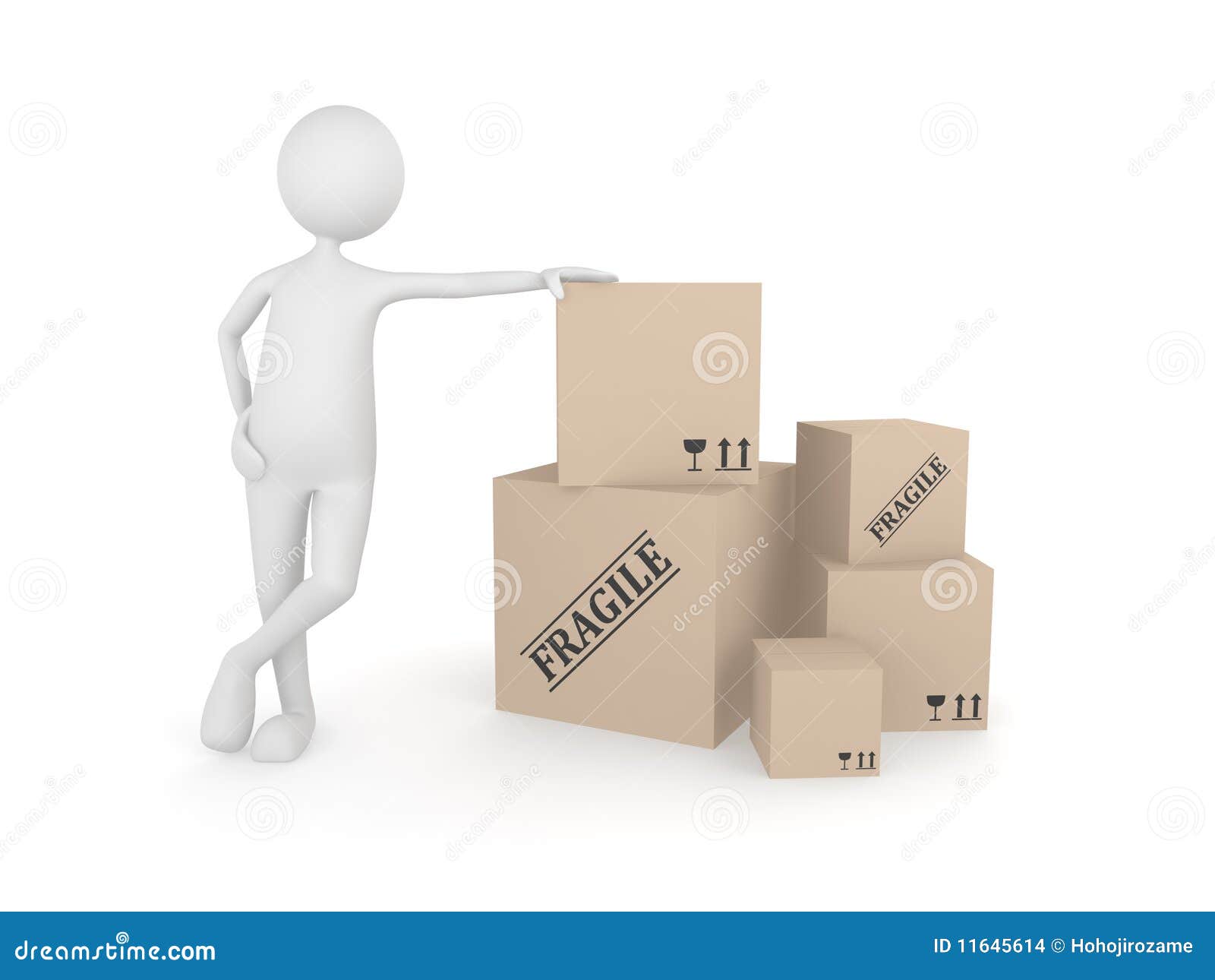 Man Standing Next To the Pile of Cardboard Boxes Stock Illustration ...