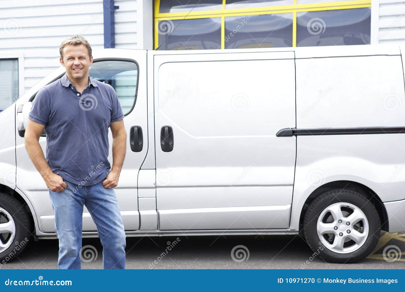 Man standing next to van stock photo. Image of person - 10971270