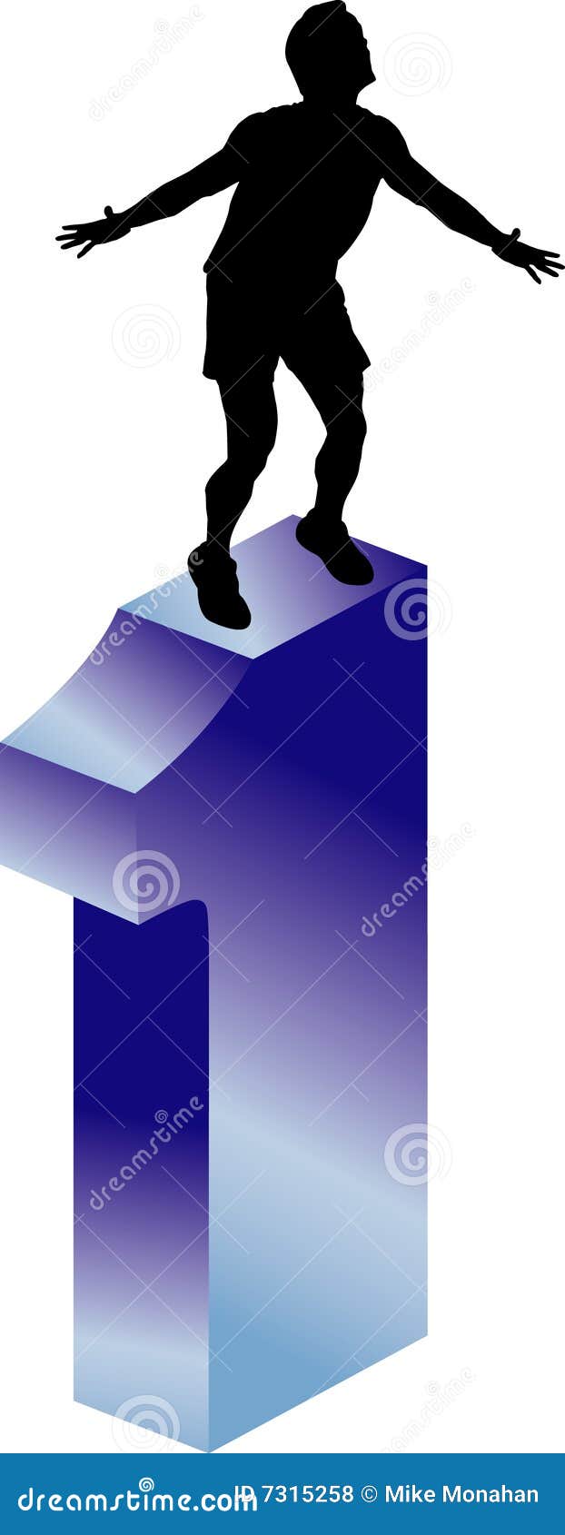Man standing on number one stock vector. Illustration of vectored - 7315258
