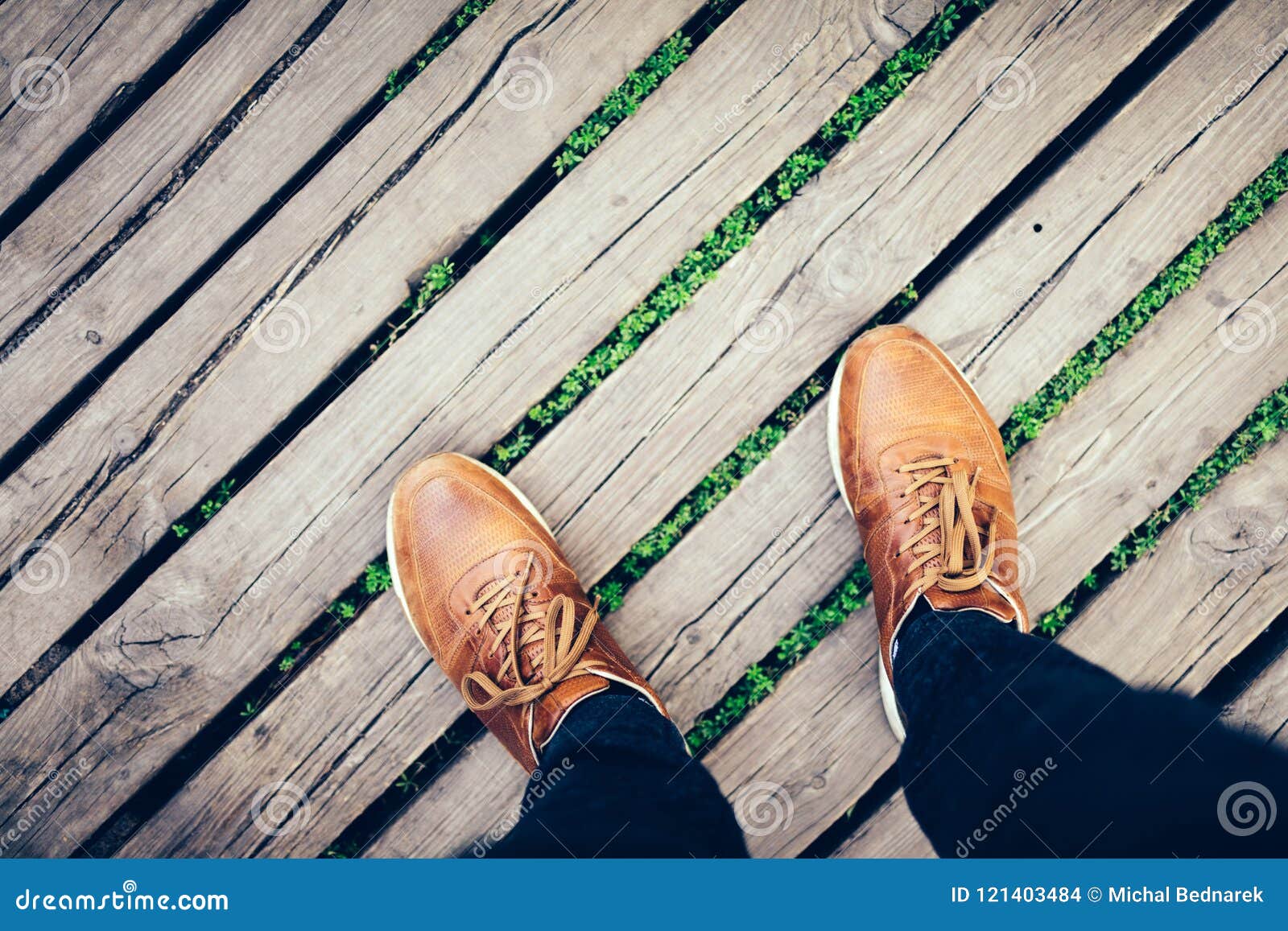 Man Standing on an Old Wooden Platform Stock Photo - Image of travel ...