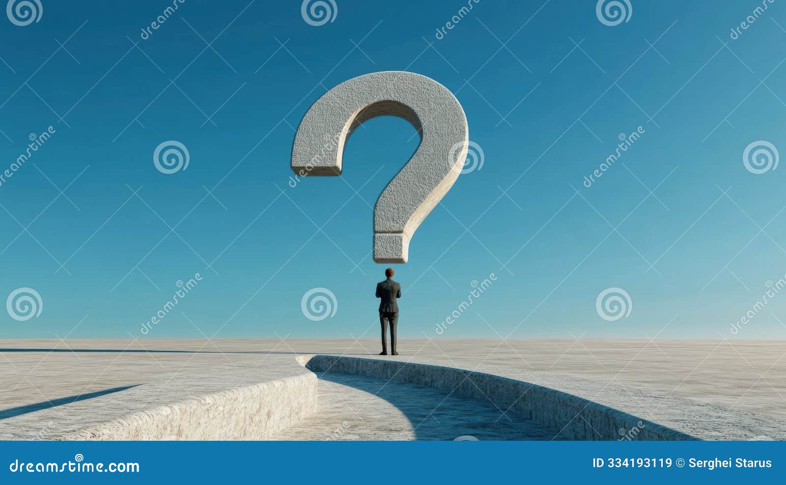 A Man Standing on a Path with Question Mark in the Sky, AI Stock Image ...