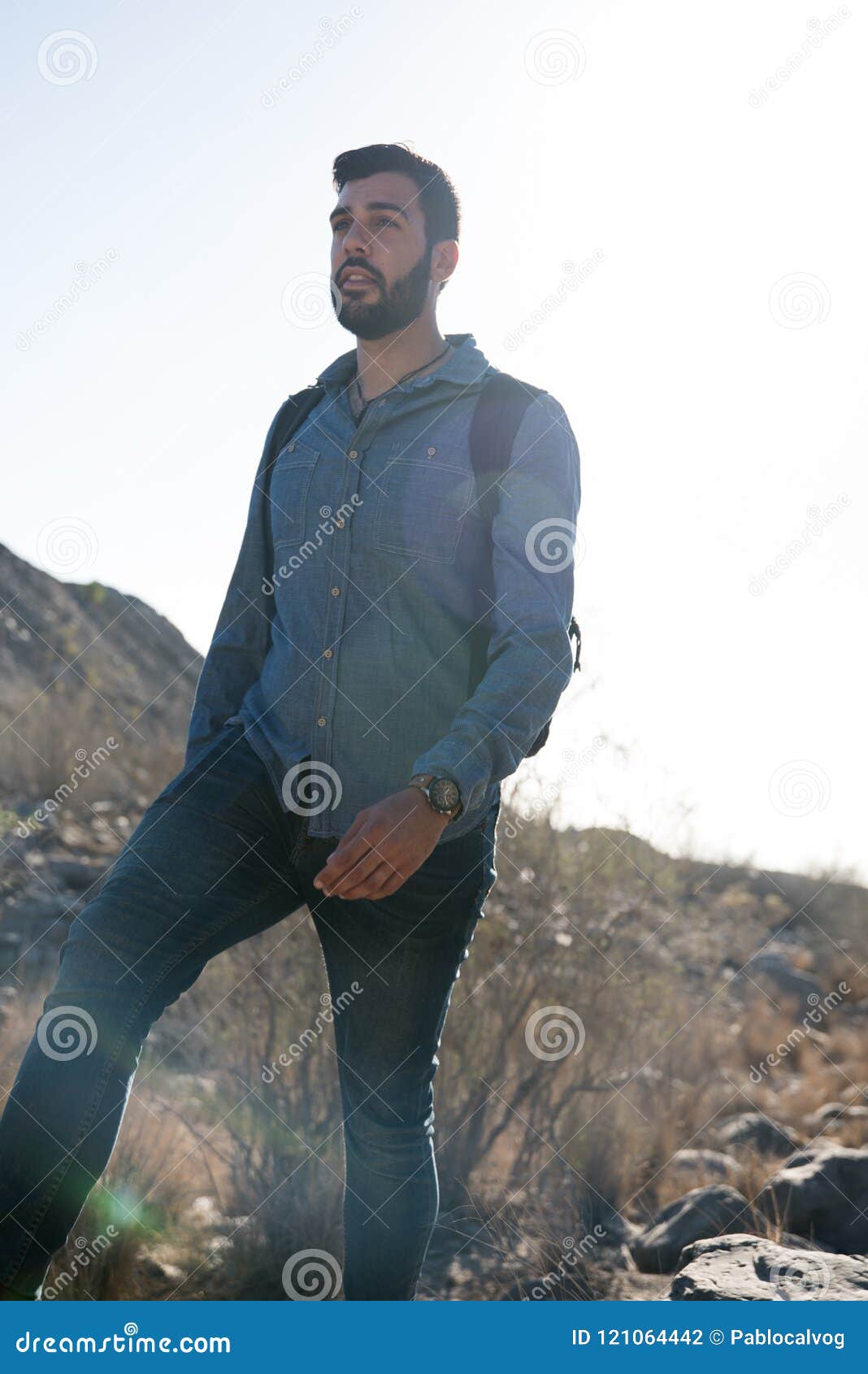 Man Standing on a Path with Tall Grass Stock Photo - Image of ...