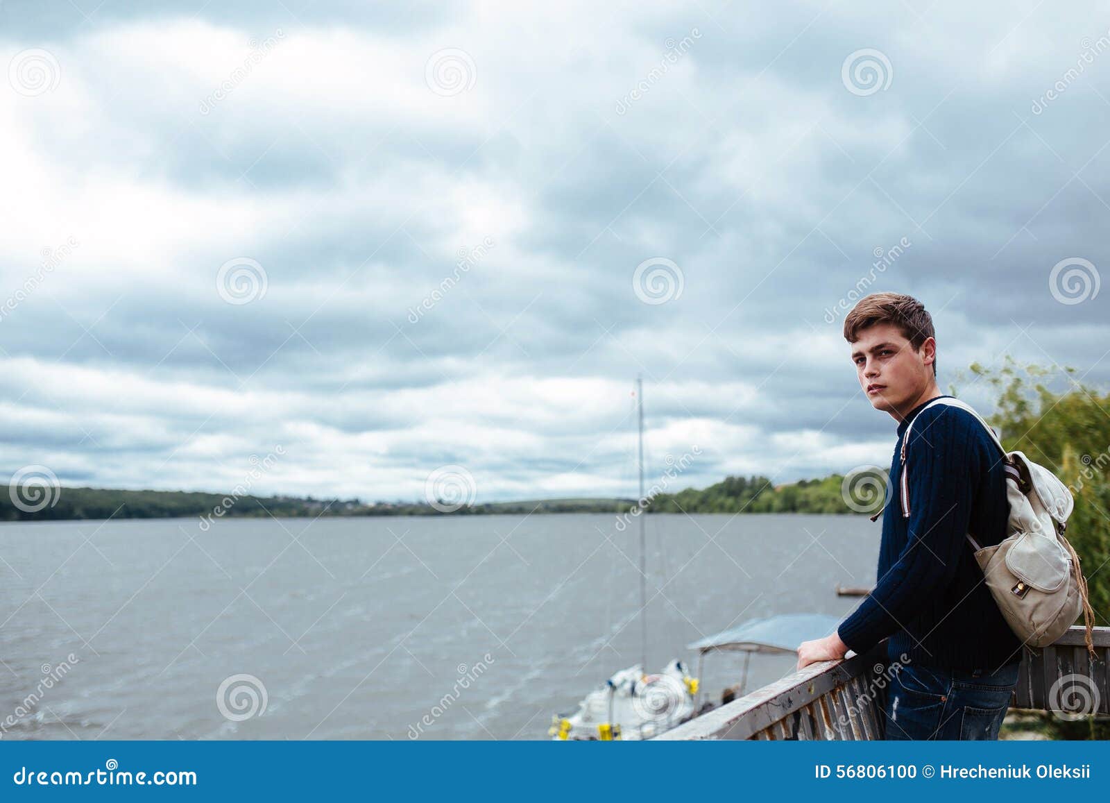 Man standing on a pier stock photo. Image of looking - 56806100